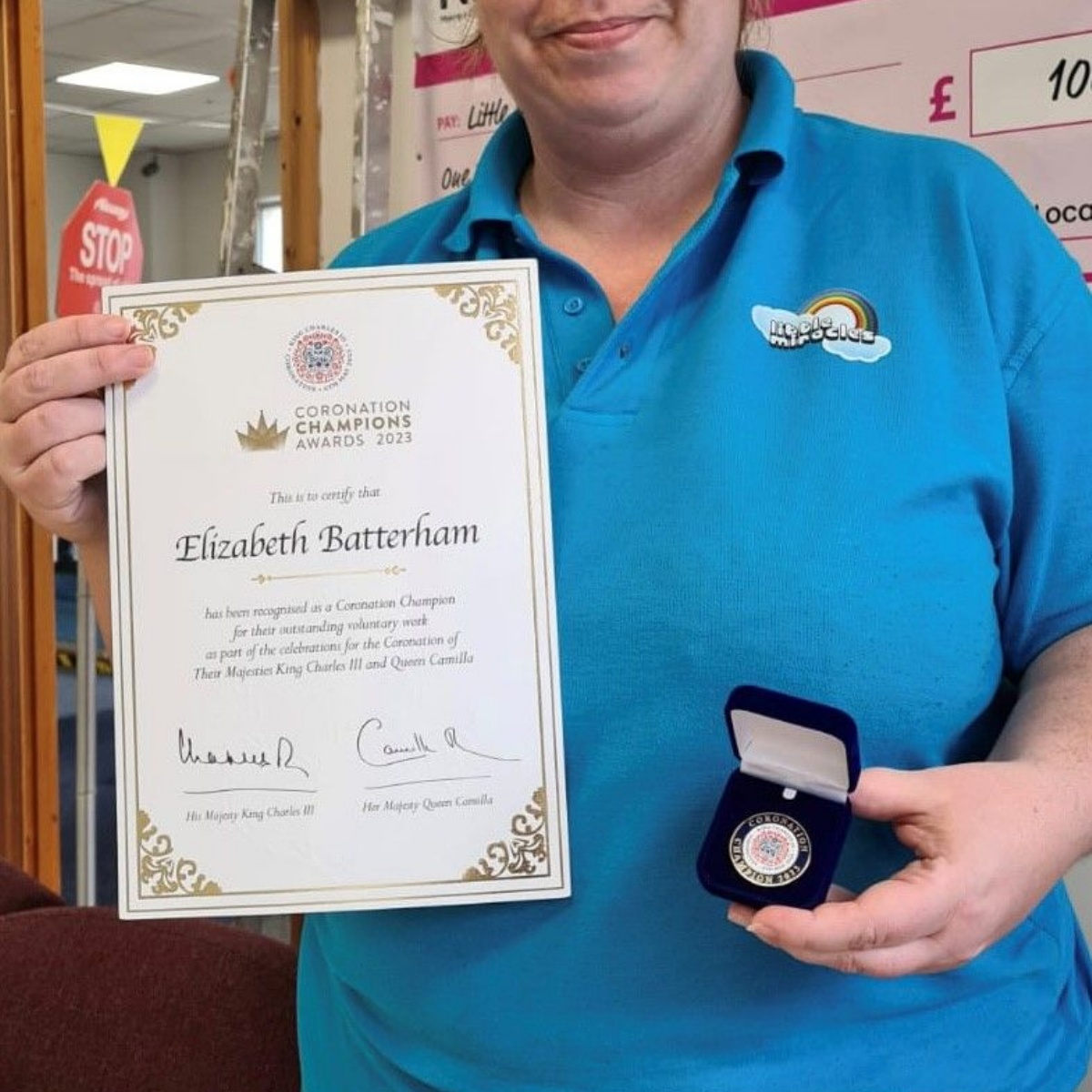 Little Miracles - Little Miracles volunteer, Elizabeth Batterham, receives a Coronation Champion ...